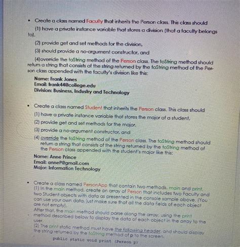 solved 18m specifications create a person class that 1