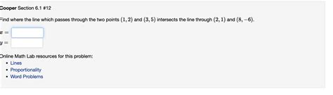 Solved Find Where The Line Which Passes Through The Two