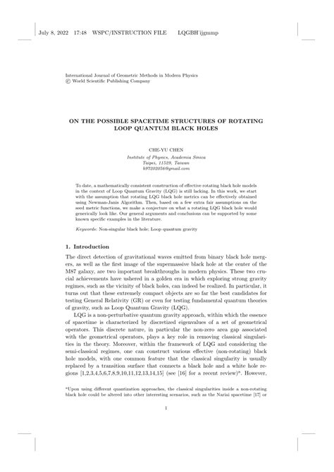 Pdf On The Possible Spacetime Structures Of Rotating Loop Quantum