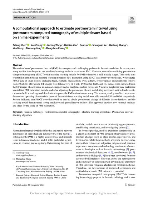 A Computational Approach To Estimate Postmortem Interval Using