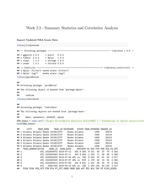 summary statistics and correlation analysis r programming for data