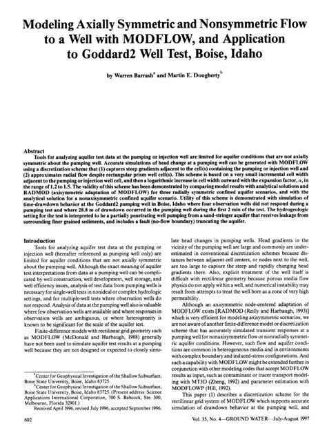 Pdf Modeling Axially Symmetric And Nonsymmetric Flow To A Well With