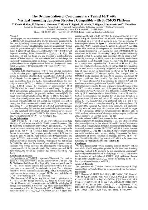 Pdf The Demonstration Of Complementary Tunnel Fet With Vertical Tunneling Junction Structure