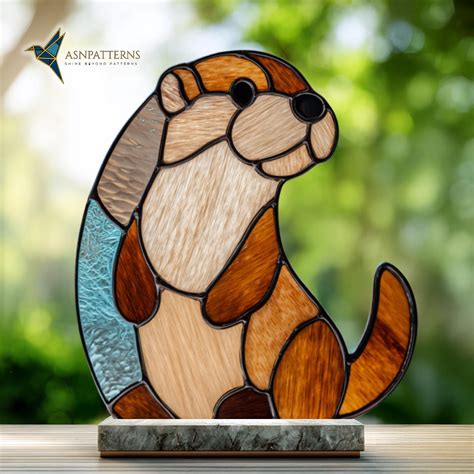 Cute Otter Stained Glass Pattern Otter Suncatcher Stained Glass Otter