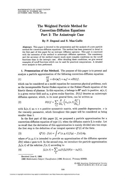 pdf convection diffusion equations part 2 the anisotropie case