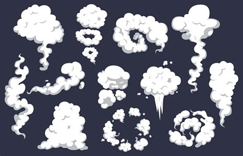 바람에 만화 연기 흡연 만화 키트 폭발 효과 요리 안개 또는 불 연기 요소 흰색 모션 구름 아늑한 벡터 증기 세트 나선형에 대한 스톡 벡터 아트 및 기타 이미지 Istock