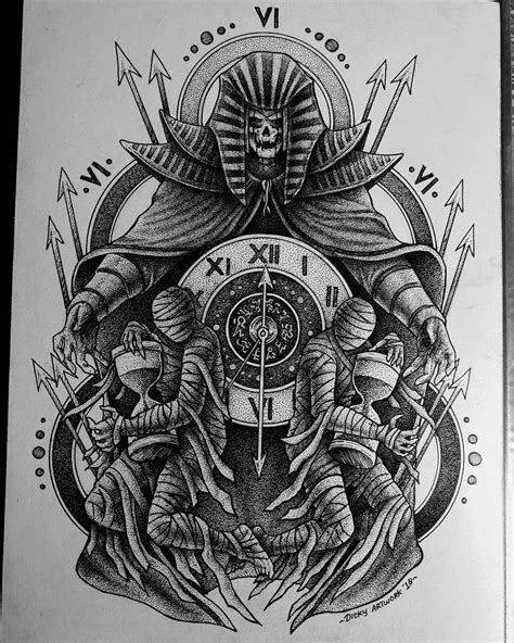 Dicky Artwork Drawing Pointilis On Paper Title Time