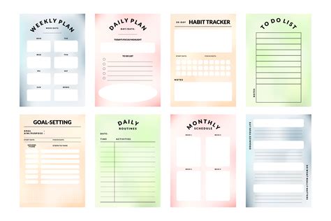 Gradient Planner And Notepad Template Set Graphic By Artflorara