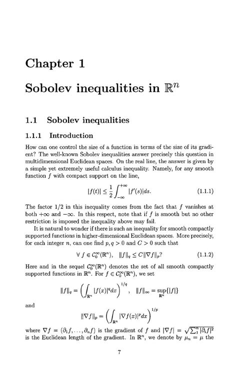 Sobolev Inequalities In ℝn Chapter 1 Aspects Of Sobolev Type Inequalities