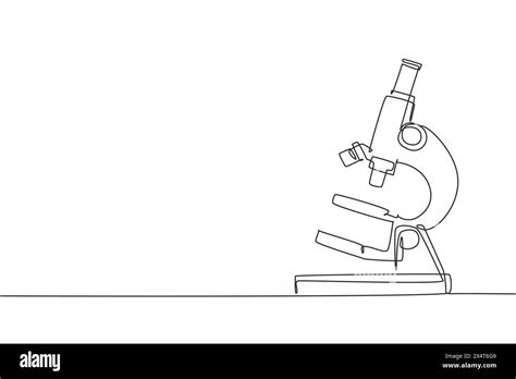 Single Continuous Line Drawing Simple Microscope Lab Microscope To