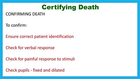 Confirm A Death Medical Information How To Confirm A Death Pptx