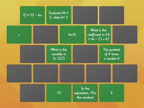 Algebraic Expressions Matching Pairs