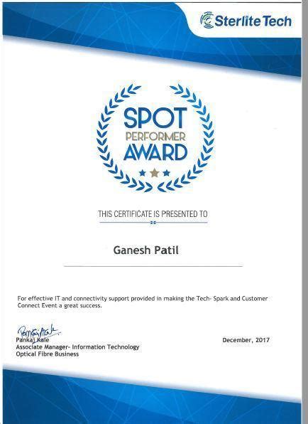 Ganesh A Patil On Linkedin Awarded With Spot Award For Doing Well In The Tech Spark Event At