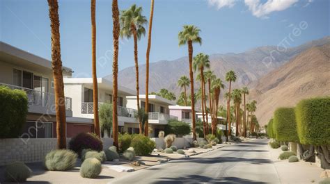 팜스프링 거리를 따라 늘어선 야자수 팜스프링스 캘리포니아 사진 캘리포니아 여행하다 배경 일러스트 및 사진 무료 다운로드 Pngtree