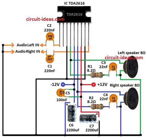 Hi Fi Amplifier Circuit Using Ic Tda2616 Circuit Ideas For You