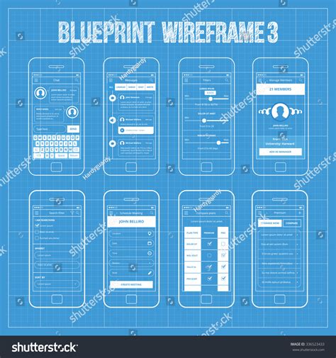 Mobile App Wireframe Ui Kit 3 Stock Vector Royalty Free 336523433