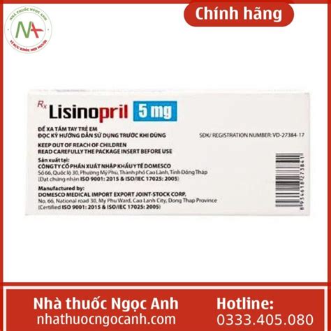 Thuốc Lisinopril 5mg Domesco Là Thuốc Gì Mua ở đâu Giá Bao Nhiêu