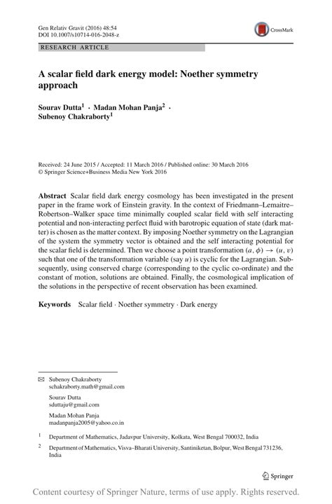 A Scalar Field Dark Energy Model Noether Symmetry Approach Request Pdf