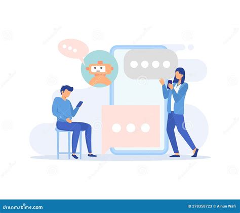 Customer Support Illustration Set Characters Using Online Helpdesk Platform Stock Vector