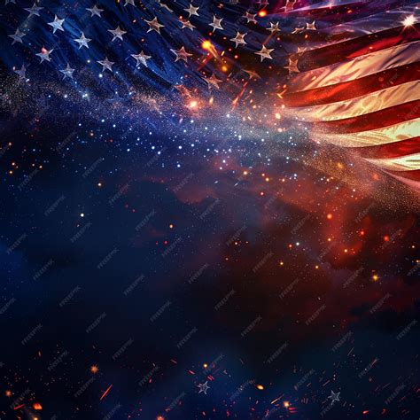 Premium Photo Patriotic Fireworks With American Flag Background