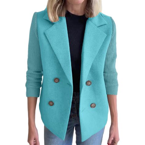 Sakmal Womens Jackets Zip Up Wool Plus Size Suit Swaeter Trendy Blue