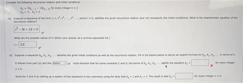 Solved Consider The Following Recurrence Relation And