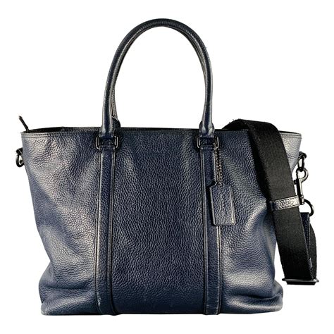 Coach Navy Pebble Grain Leather Tote Bag For Sale At 1stdibs