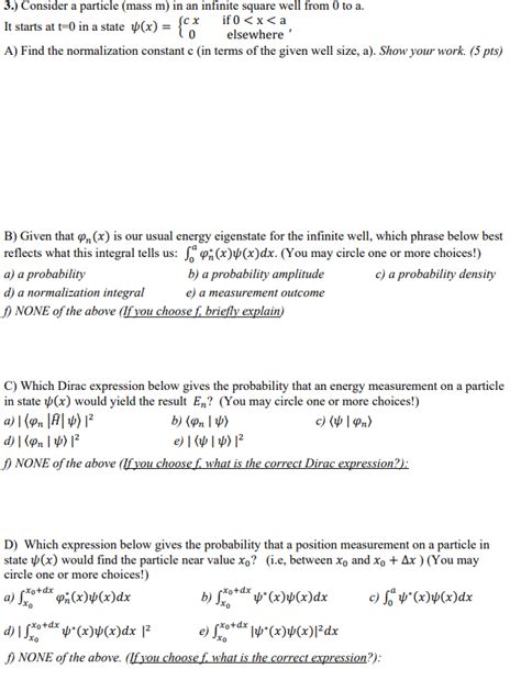 solved 3 consider a particle mass m in an infinite