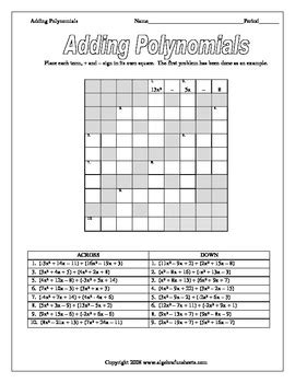Polynomial Operations Adding Subtracting And Classifying Polynomials Bundle