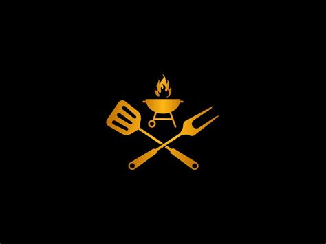 Premium Vector A Yellow Logo For A Bbq With A Grill And A Grill On It