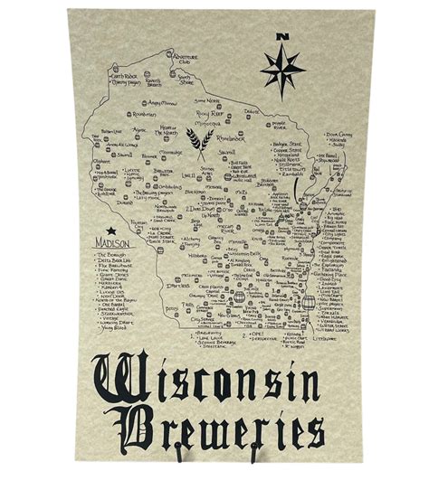 Wisconsin Breweries Map By Jesse Kennedy Blue Moon Emporium