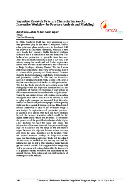 Pdf Sayındere Reservoir Fracture Characterization An Innovative