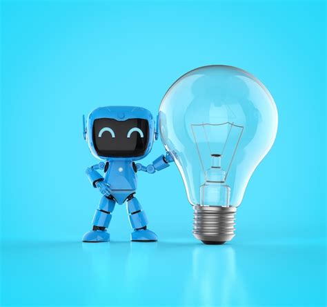 Premium Photo Personal Assistant Robot Hold Lightbulb For Creativity