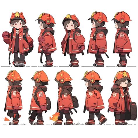 Premium Photo Colorful Male Firefighter Chibi Kawaii Fire Station Chief Firefighter Creative