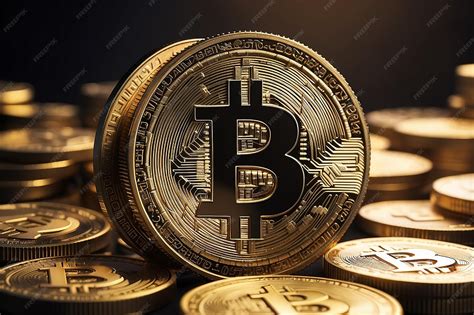 Premium Photo Stack Of Bitcoins With Gold Background With A Single
