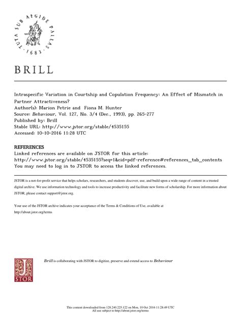 Pdf Intraspecific Variation In Courtship And Copulation Frequency