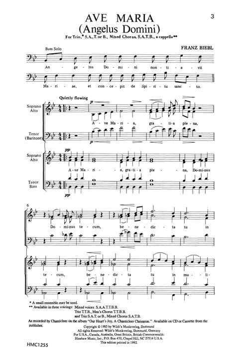 Ave Maria By Franz Biebl Sheet Music For Sat Choir At Sheet Music Direct
