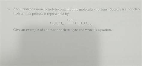 solved 4 a solution of a nonelectrolyte contains only