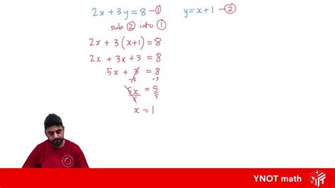 Solving Simultaneous Equations By Substitution Youtube