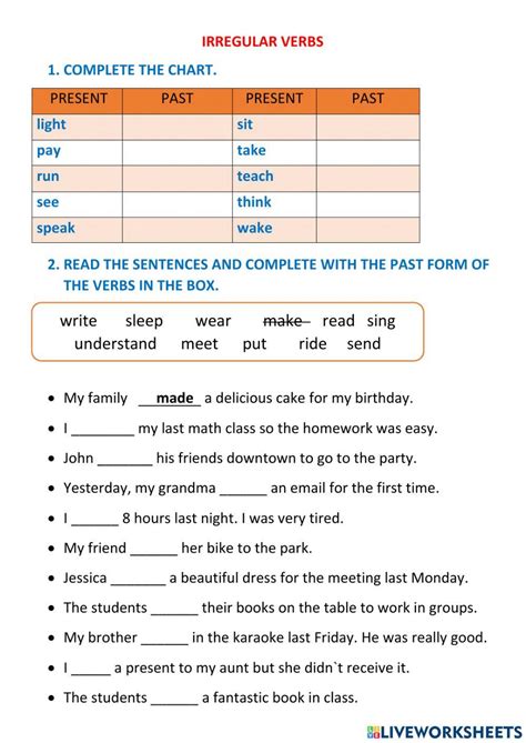 Irregular Verbs Lesson Interactive Worksheet Live Worksheets