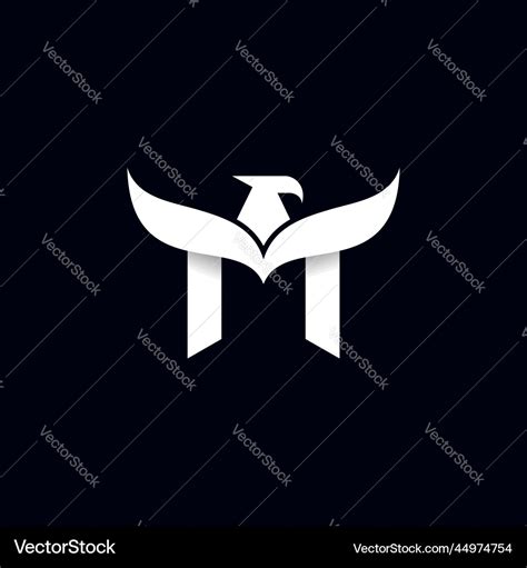 Letter M Eagle Logo In Flat Style Royalty Free Vector Image
