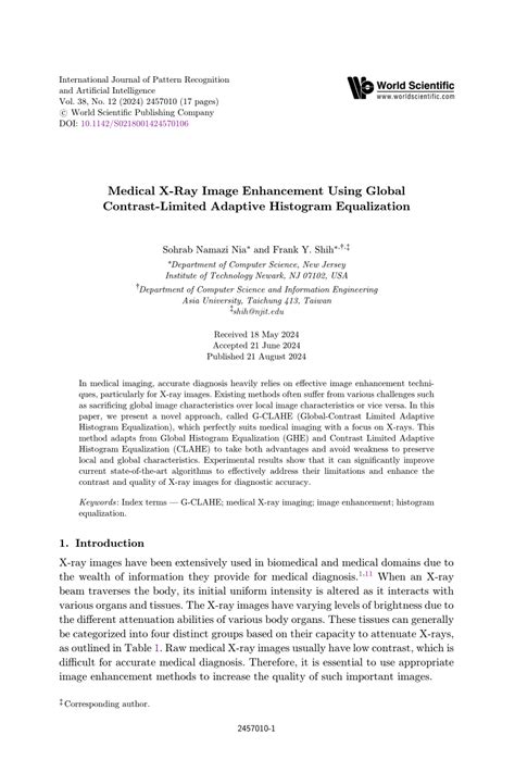 Pdf Medical X Ray Image Enhancement Using Global Contrast Limited