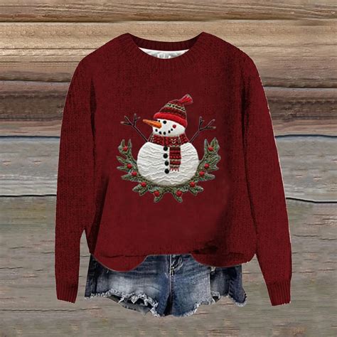 Suéter Ligero De Lana Con Aguja Gruesa Y Estampado Navideño En 3d Para Mujer Suéteres Para