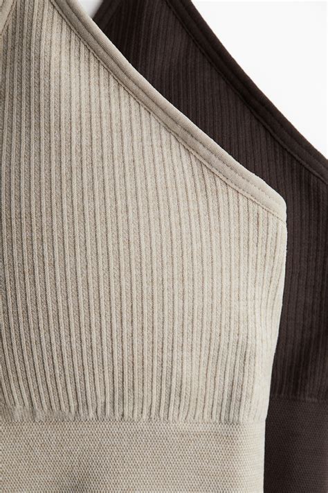 스포츠 브라 미디엄 서포트 Drymove™ 2피스 세트 다크 브라운라이트 베이지 여성 Handm Kr