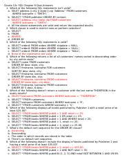 Oracle 12c SQL Chapter 8 Quiz Answers Docx Oracle 12c SQL Chapter 8 Quiz Answers 1 Which Of