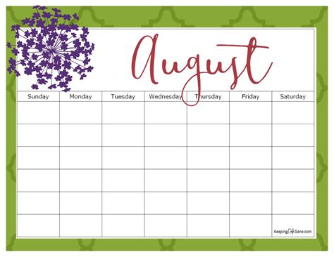 Printable Blank Calendar For Free Keeping Life Sane