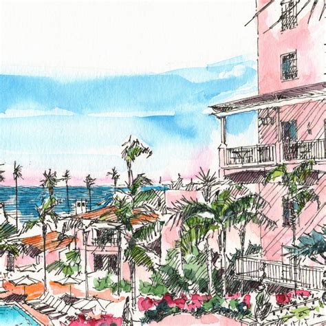 La Valencia Hotel Watercolor Print La Jolla California Art Etsy