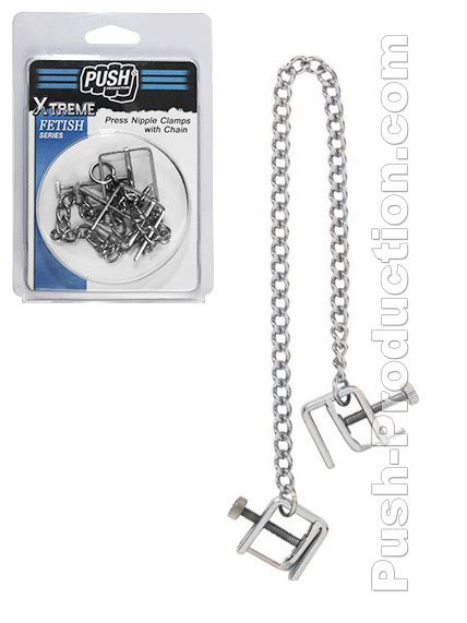 Push Xtreme Fetish Press Nipple Clamps With Chain