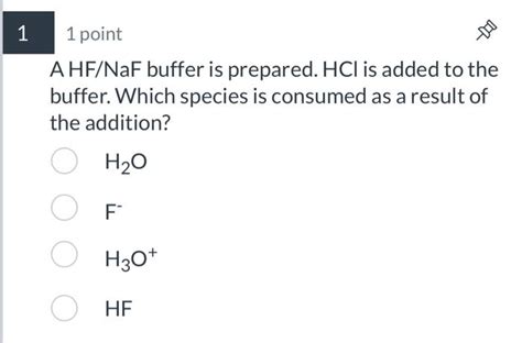 Solved A HF NaF Buffer Is Prepared HCl Is Added To The Chegg