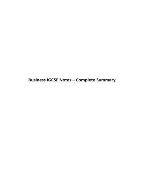 Business Igcse Notes Pdf Pdf